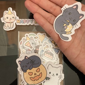 Happy Birthday Cat Sticker Pack Cute Fun Stickers Stickers Gift for Her ...