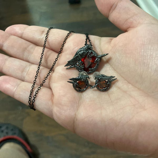Love and Deepspace Sylus Crow Brooch Crow Necklace Crow Ring Earrings ...