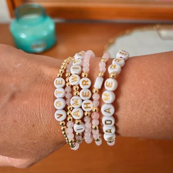 Personalized Word Bracelet Stacking Mama Bracelet Custom Name Beaded ...