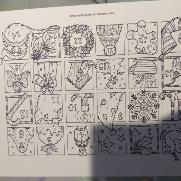 Christmas Advent Calendar A4 Printable Coloring Page - Etsy