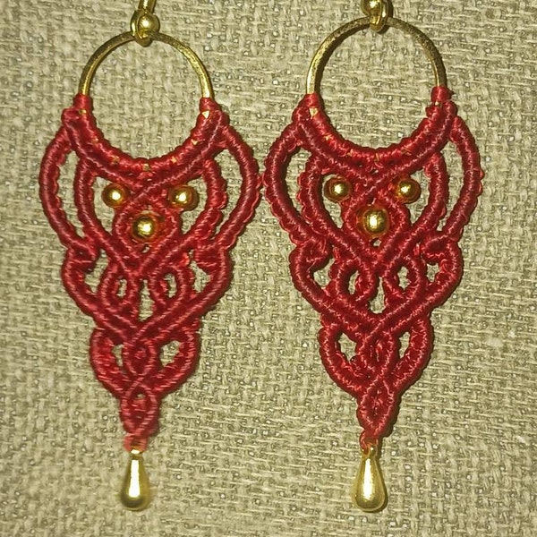 Macrame Earrings, Handmade Earrings, Asymmetric Hoops Earring, Handmade ...