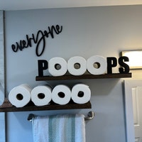 Everyone Poops Toilet Paper Holder Shelf // Funny Bathroom Humor Decor ...