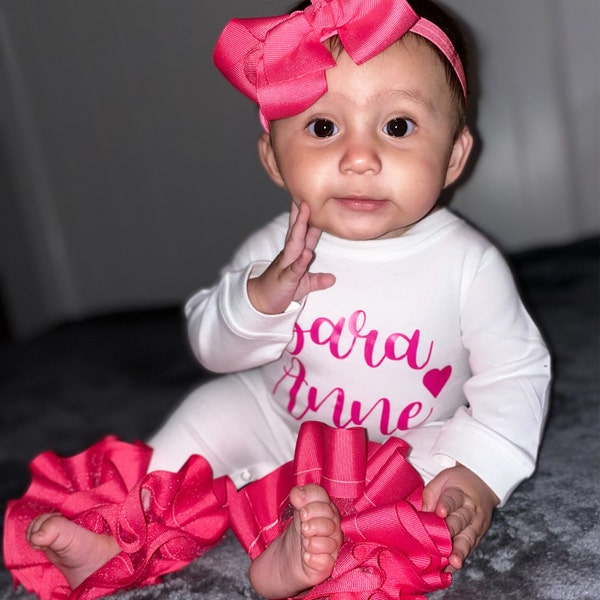 Baby Girl Outfit, Coming Home Outfit, Custom, Handmade Personalized Set, Babyshower Gift ...