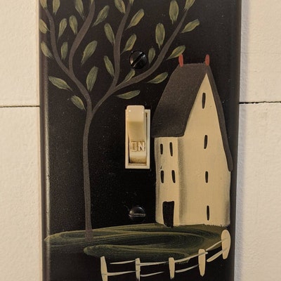 Light Switch Plate Covers Primitive Black With Saltbox and - Etsy