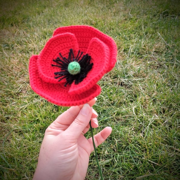 The Poppy PDF Crochet Pattern Crochet Flower DIY - Etsy UK