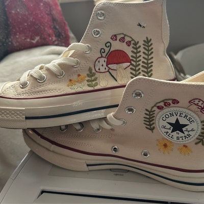 Embroidered Converse/mushroom Converse/embroidered Orange Mushrooms and ...