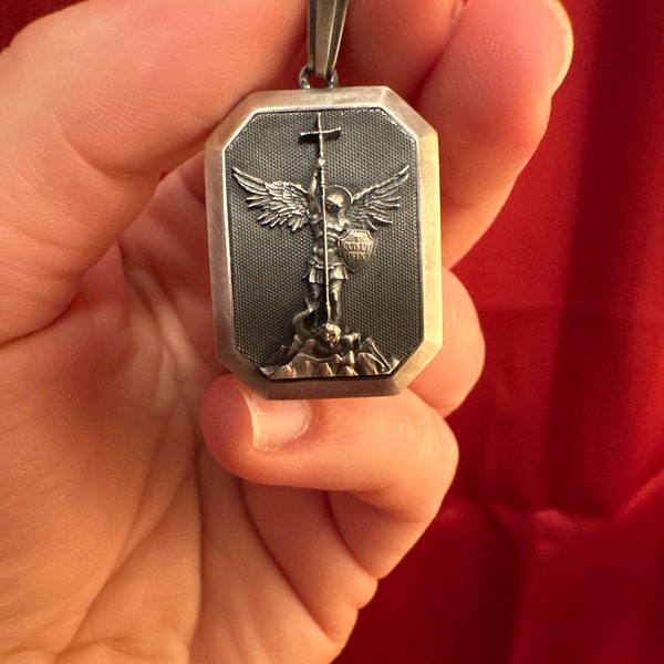 Personalized Archangel Saint Michael Necklace, Solid Silver Archangel ...