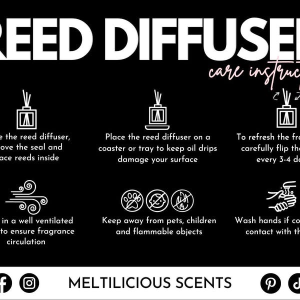 Editable Reed Diffuser Care Instructions, Reed Diffuser Care Card ...