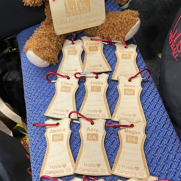 Personalised Netball Dress Keyring - Team Gift/award, Keyring, Bag Tag ...