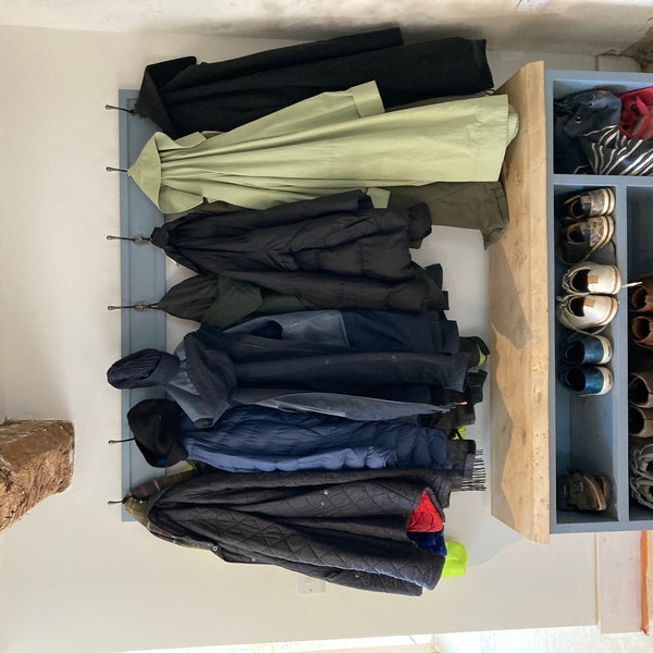 Shaker Oak Wellington/shoe Bench and Matching Coatrack - Etsy UK