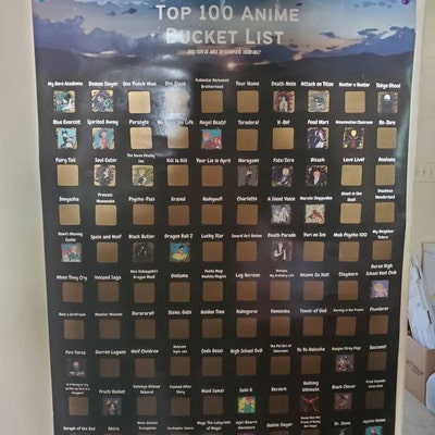 Top 100 Scratch off Anime Bucket List Poster - Etsy