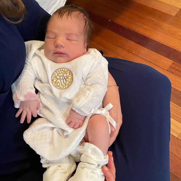 Brit Milah Outfit Baby Boy Shema Gown Converter With Blue Trim |gown ...