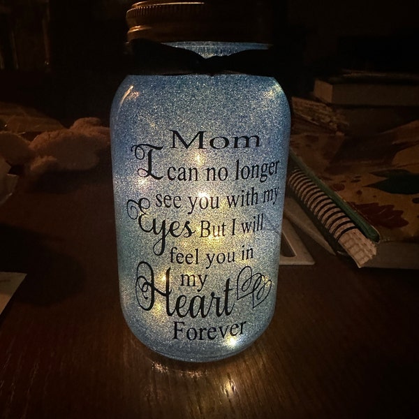 Memorial Glitter Mason Jar Light, Night Light, Memory Jar, Memorial Jar ...