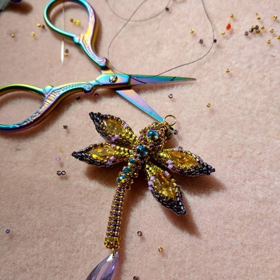 Dragonfly Pendant Beading Tutorial, Pattern by Ezartesa - Etsy