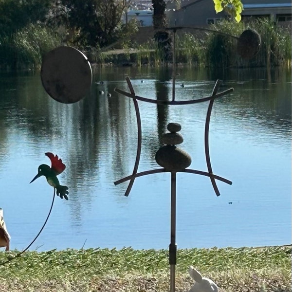 Garden Art Kinetic Wind Sculpture | Yard Art Metal Garden Decor With ...