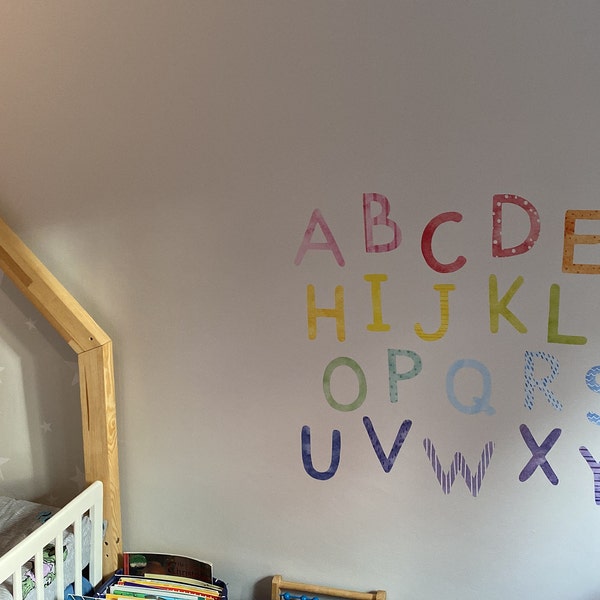 Watercolor ABC Wall Decals, Uppercase Letters Fabric Wall Stickers ...