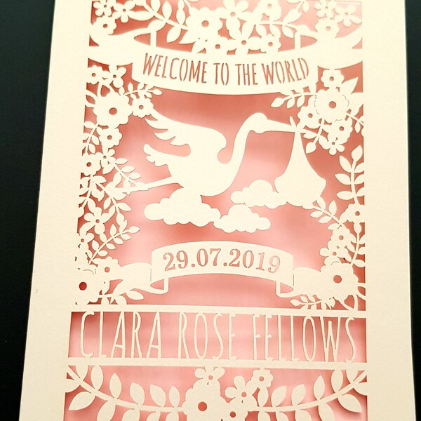 Personalised Papercut Floral New Baby Card, Baby Cards, Birth ...