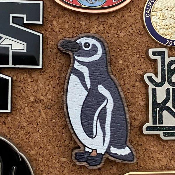 Magellanic Penguin Wooden Eco-pin 4cm | Flippered Friends - Marble - Etsy