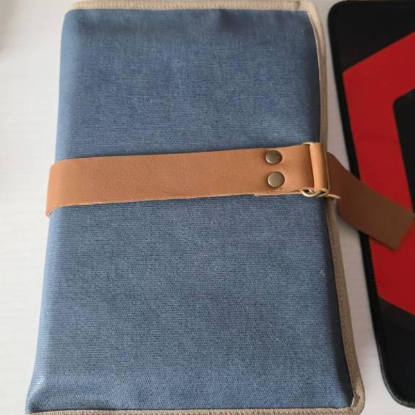 A5 Notebook Wrap Cover – Custom Monogram Planner Case, Leather & Canvas ...