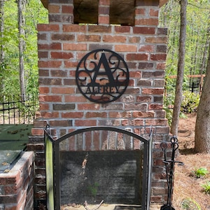 Round Personalized Metal Monogram Sign. Wedding Gift. Family Name Sign ...