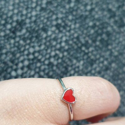 Tiny Red Heart Ring, Rings, 925 Sterling Silver,stackable Ring ...