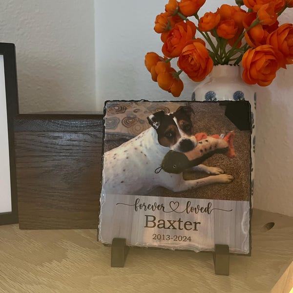 Custom Pet Memorial Photo Stone,personalized Photo Dog Cat Memorial ...