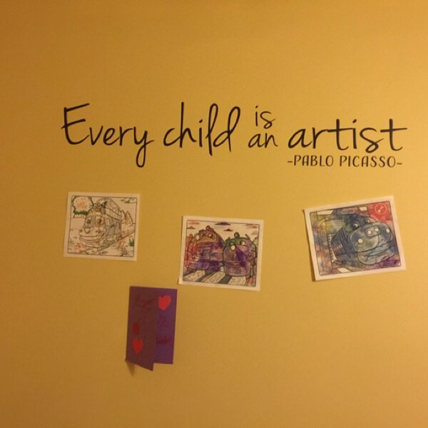 Every Child is an Artist Pablo Picasso, Vinyl Wall Words, Kids Playroom ...
