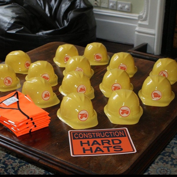Construction Hat Stickers Personalized Printable | Construction Party ...