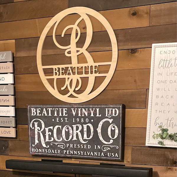 Record Label Company Sign Personalized Family Name Vinyl Turntable ...