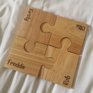 Set of Four Wooden Jigsaw Coasters Personalised - Etsy UK