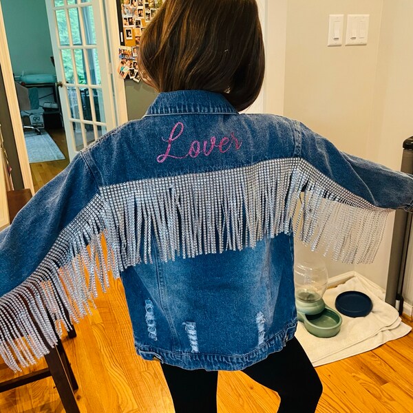Toddler Rhinestone Fringe Jean Jacket Bling Jacket Stay Wild Child ...