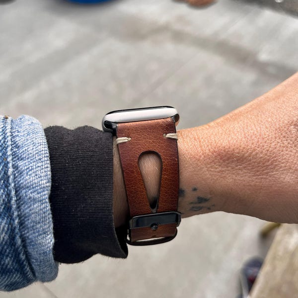 Brown Leather Apple Watch Band 38mm 40mm 41mm 42mm 44mm 45mm 46mm 49mm ...