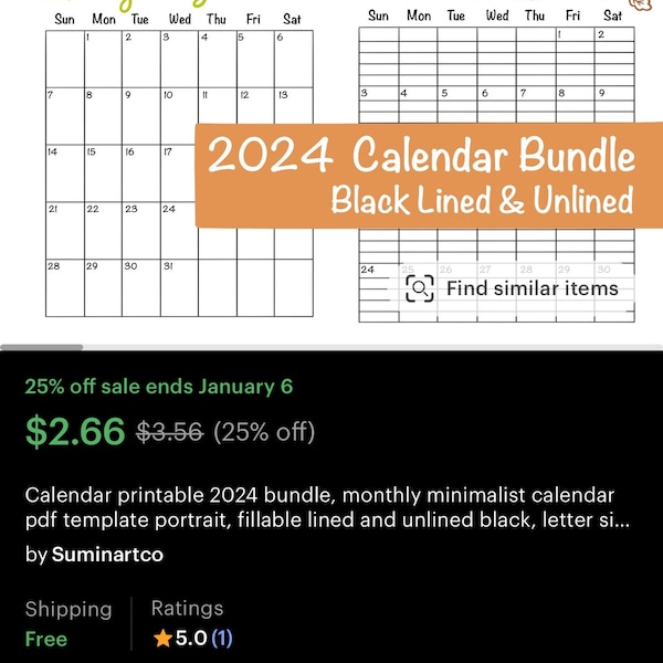 Calendar Planner Printable 2025 Bundle, Monthly Minimalist Pdf Template ...