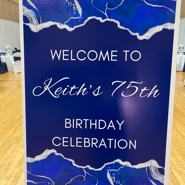 Editable Royal Blue Welcome Sign, Birthday Welcome Sign, Blue and ...