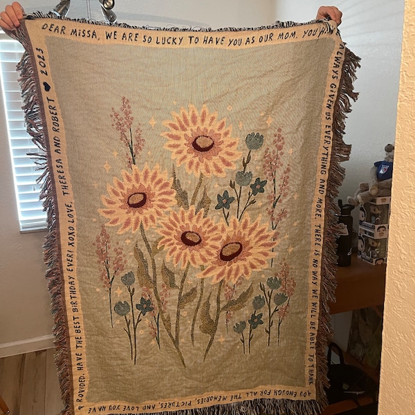 Custom Message Blanket: Personalized Gift for Mom, Woven Throw for Dad ...