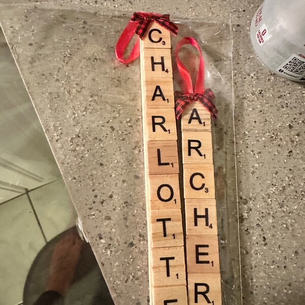 Personalized Scrabble Letter Name Ornaments, Christmas 2024, Timeless ...