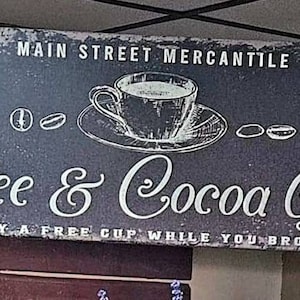 Coffee Bar Sign Freshly Brewed Coffee Beans Artwork Large Wall Art ...