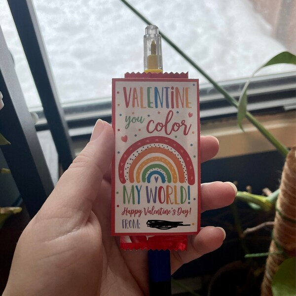 Editable Rainbow Valentine's Day Gift Tag Valentine You Color My World ...