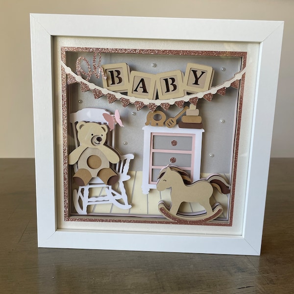 3d Baby Nursery Shadow Box Svg, Baby Shower Gift, Oh Baby Sign, 3d ...