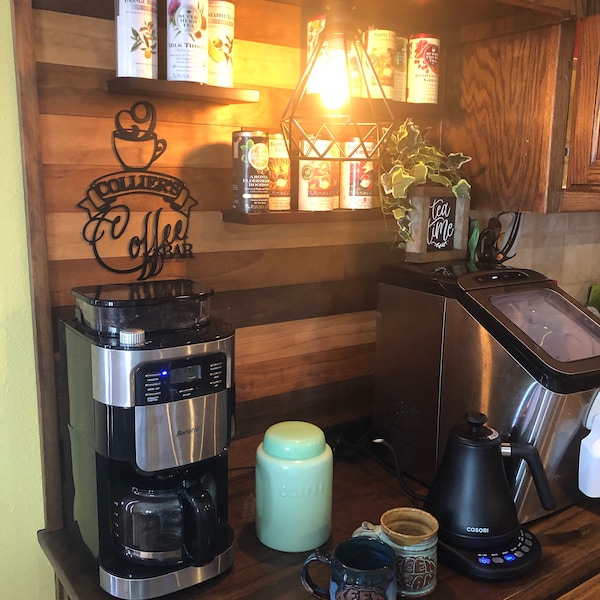 Personalized Coffee Bar Metal Name Sign - Custom Coffee Cup Wall Art ...