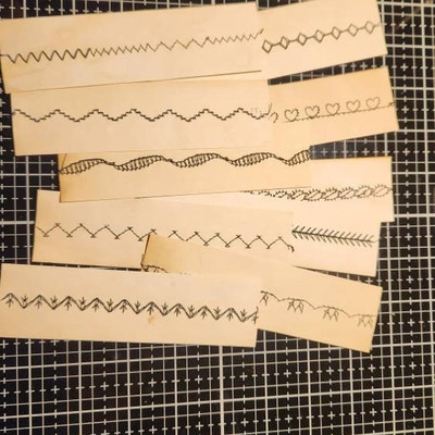 7 Book Page and Fabric Strips, Stitched Book Page With Fabric Scraps ...