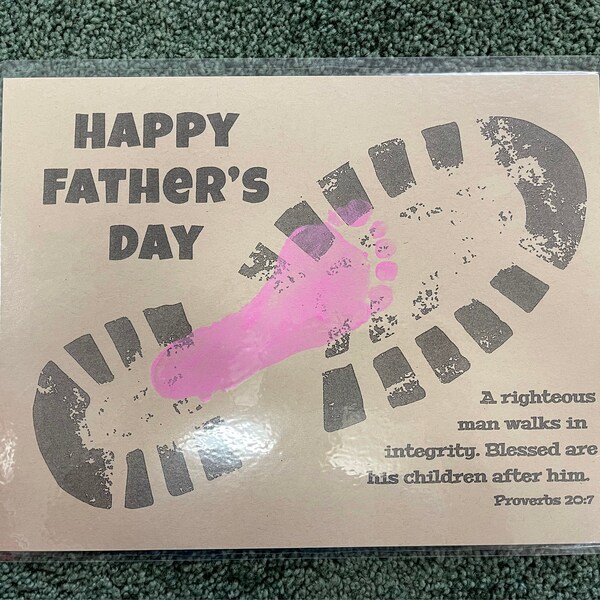 Father's Day Foot Print Shoe Craft - Proverbs 20:7 - Etsy