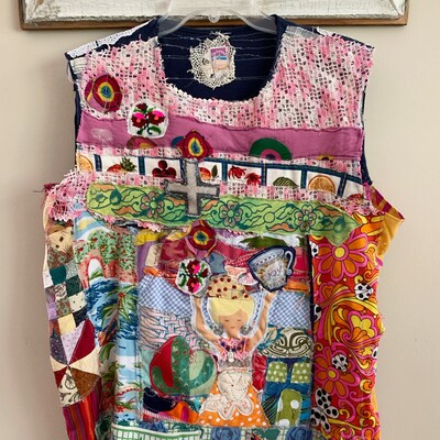 Boho ARTISAN SCRAPS VEST of Many Colours Wearable Fabric Collage ...