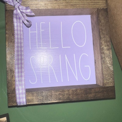 Pastel Hello Spring Farmhouse Sign Pale Pink, Purple, Green Tiered Tray ...