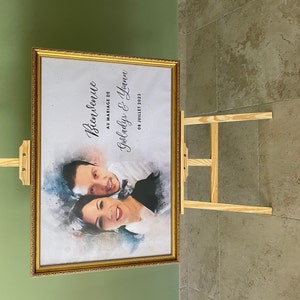 Wedding Welcome Sign Watercolor Couple Portrait,, Photo Wedding Sign ...