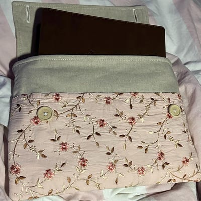 Linen Roses Book Sleeve, Embroidery Book Cover, Linen Flower Book Pouch ...