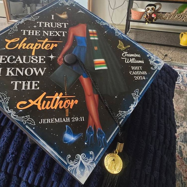 Personalized Graduation Cap Topper Black Girl Magic, Work Hard in ...