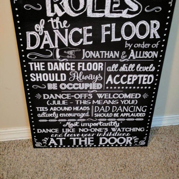 Dance Floor Rules Sign Chalkboard Dance Floor Rules, Custom Printable ...