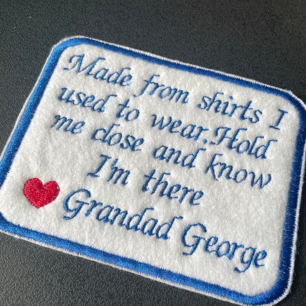 Personalised Memory Embroidery Bereavement Patch for a Memory Pillow ...