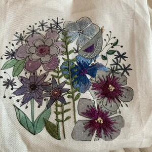 Embroidery Pattern, Hand Embroidery Design, Cosmos Flower Pre Printed ...